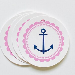 Nautical Navy and Pink / Anchor / Favor / Gift Tags / Set of 10 - Etsy