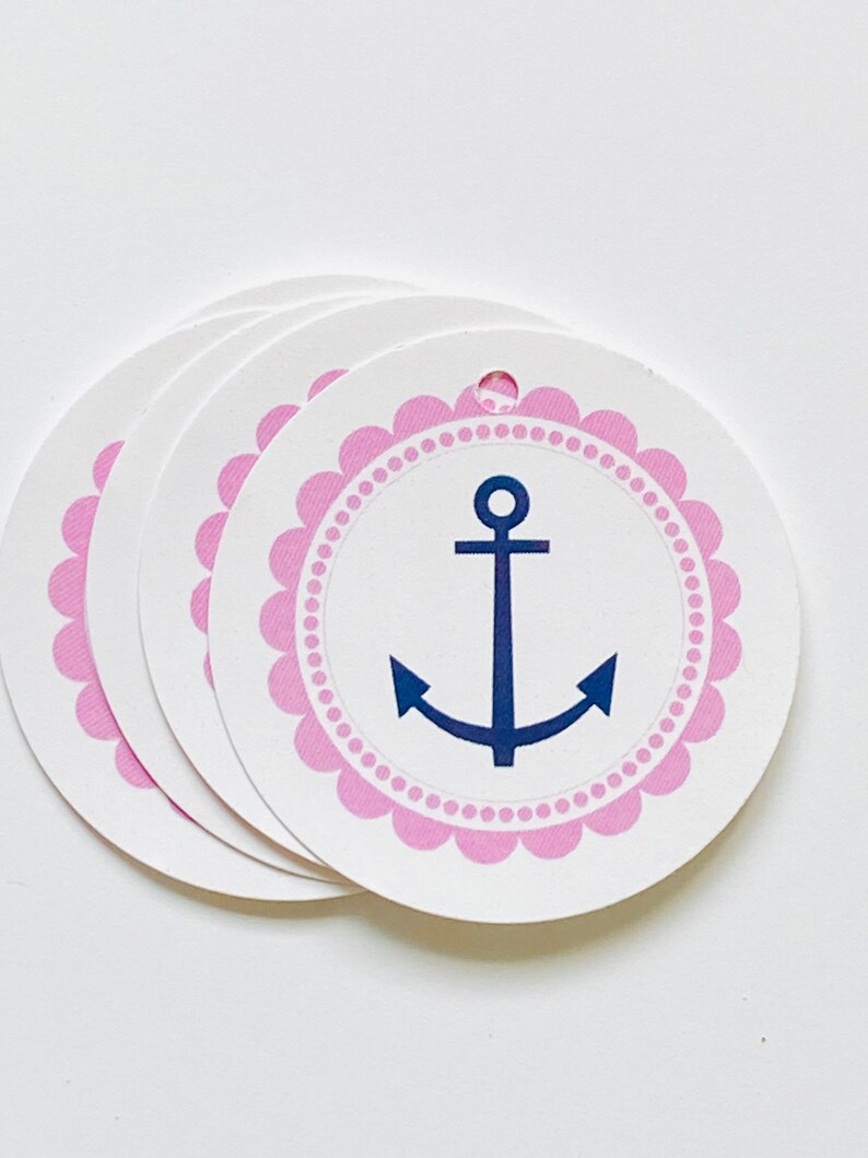Nautical Navy and Pink / Anchor / Favor / Gift Tags / Set of 10 - Etsy