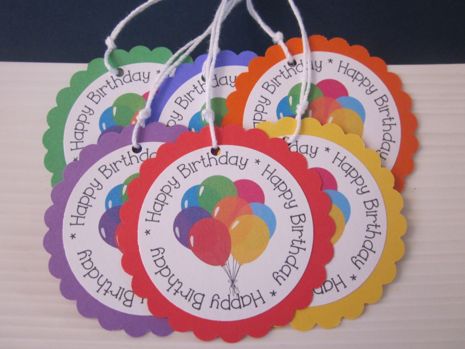 Happy Birthday / Balloon Gift Tags / Assorted Colors / Set of | Etsy