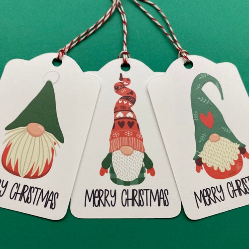 Gnome Gift Tags Holiday Gnome Tags Set of 6 Green and - Etsy
