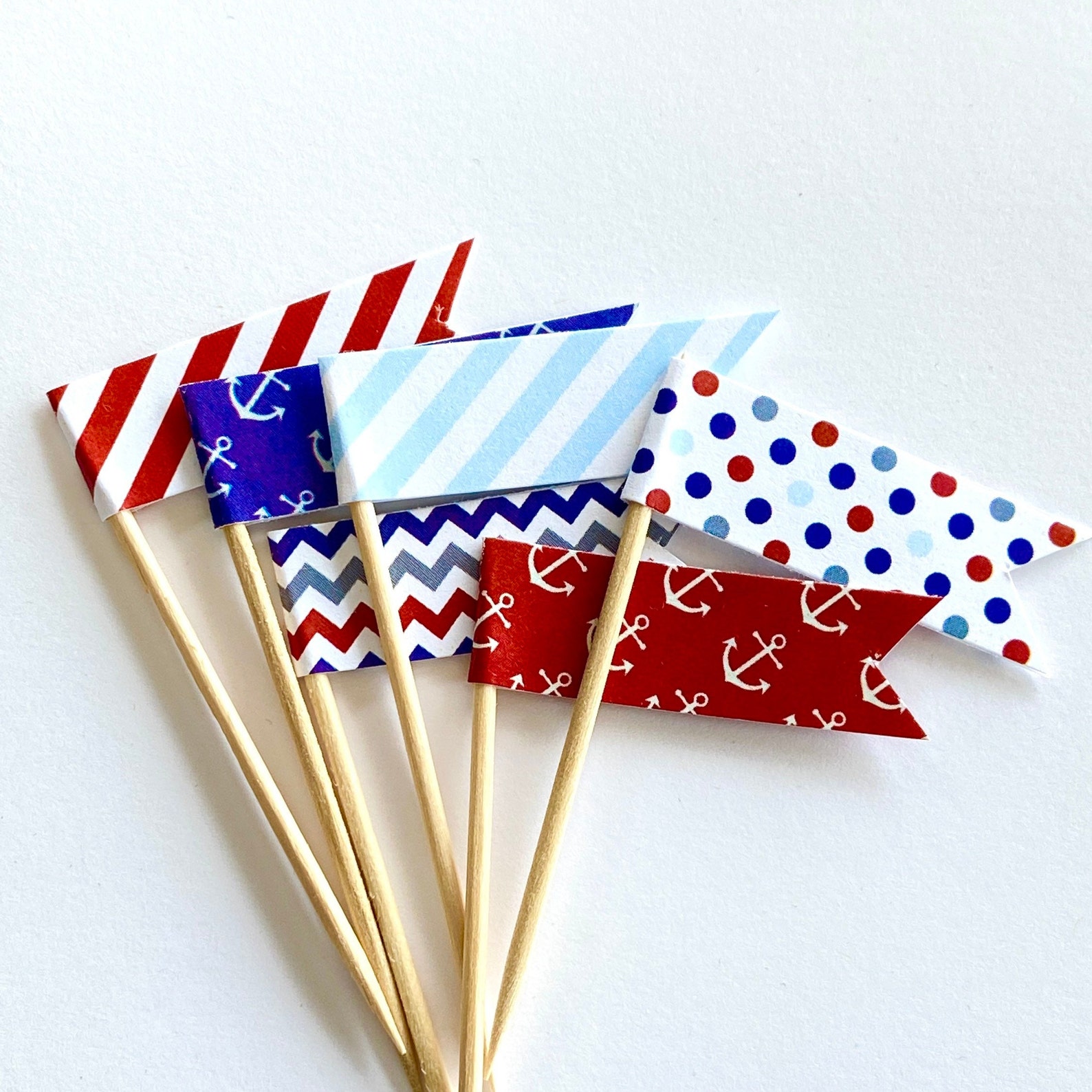 Nautical / Red White and Blue / Patterned / Anchor / - Etsy