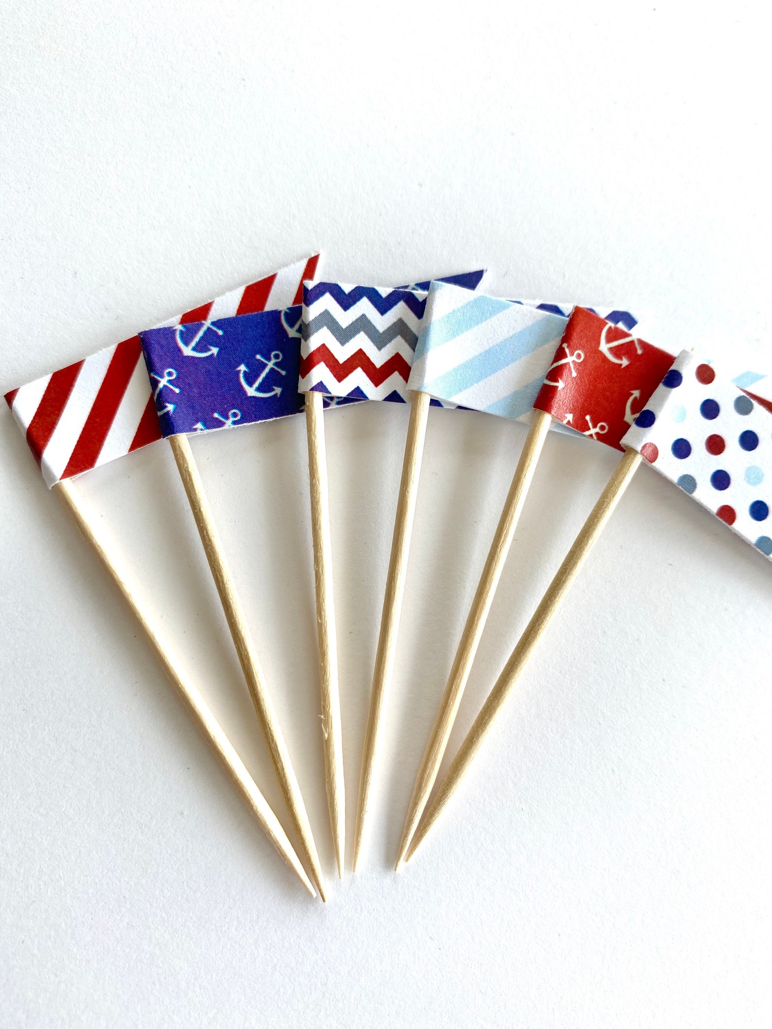 Nautical / Red White and Blue / Patterned / Anchor / - Etsy