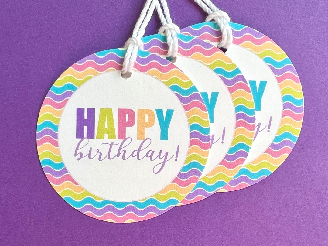 Happy Birthday Gift Tags / Bright Rainbow Birthday Tags/ Set of 8 - Etsy