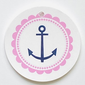 Nautical Navy and Pink / Anchor / Favor / Gift Tags / Set of 10 - Etsy