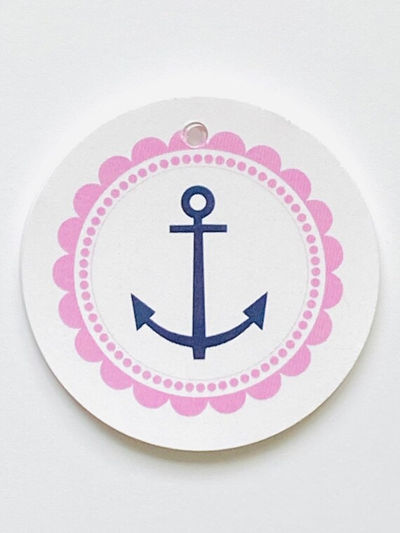 Nautical Navy and Pink / Anchor / Favor / Gift Tags / Set of | Etsy