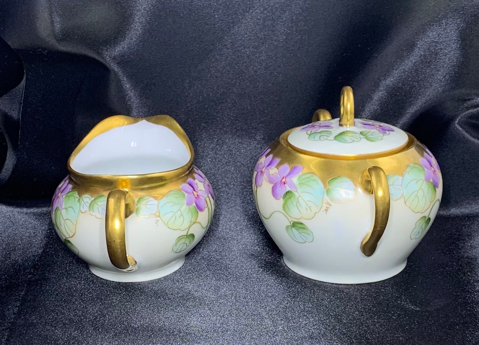 Pickard Handpainted China 'violets in Panel' Lidded Sugar Bowl and ...