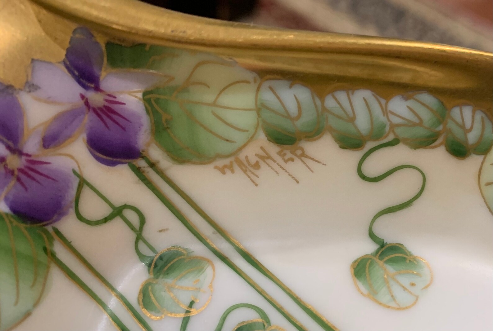 Pickard China Violets & Greenery Perforated Handle Dish Handpainted ...