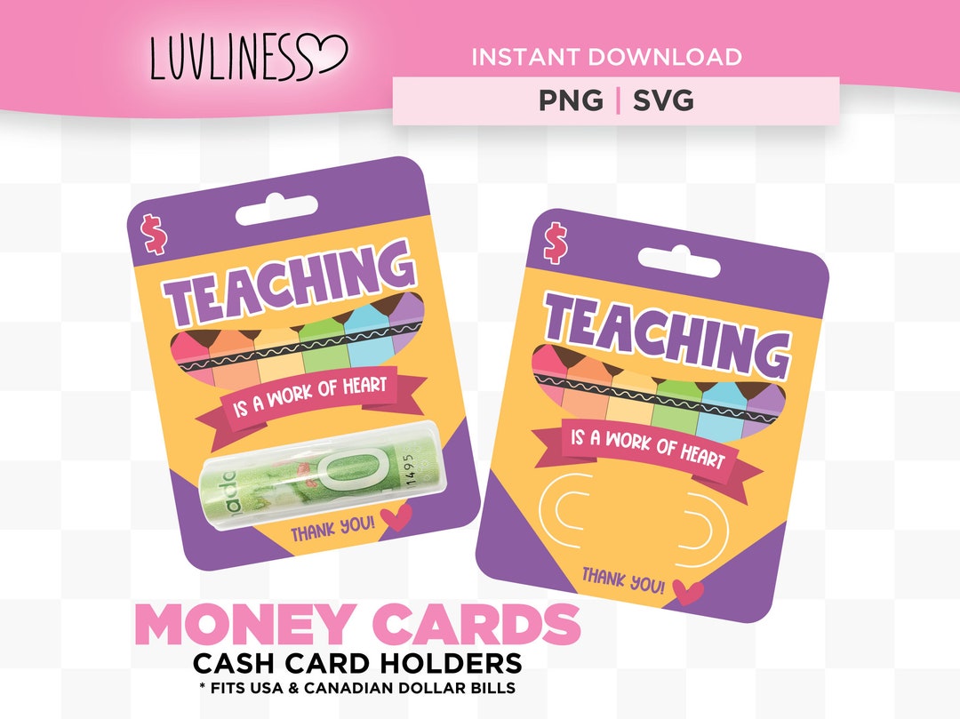 Teacher Money Card Holder: Crayon Box Design (PNG, SVG) - Etsy