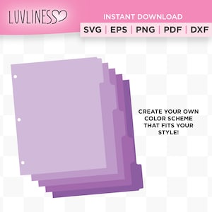 Letter Size Tab Dividers: 5 Tabs SVG, DIY Planner Tabs, Binder Index ...