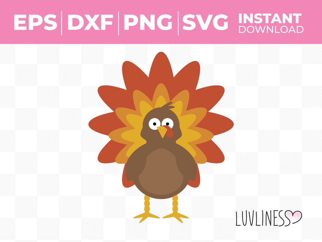 Thanksgiving Turkey SVG, Cute Turkey Clip Art, Instant Download SVG for ...
