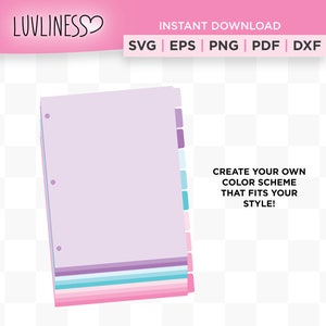 Letter Size Tab Dividers, 10 Tabs SVG, DIY Binder Tabs for Cricut ...