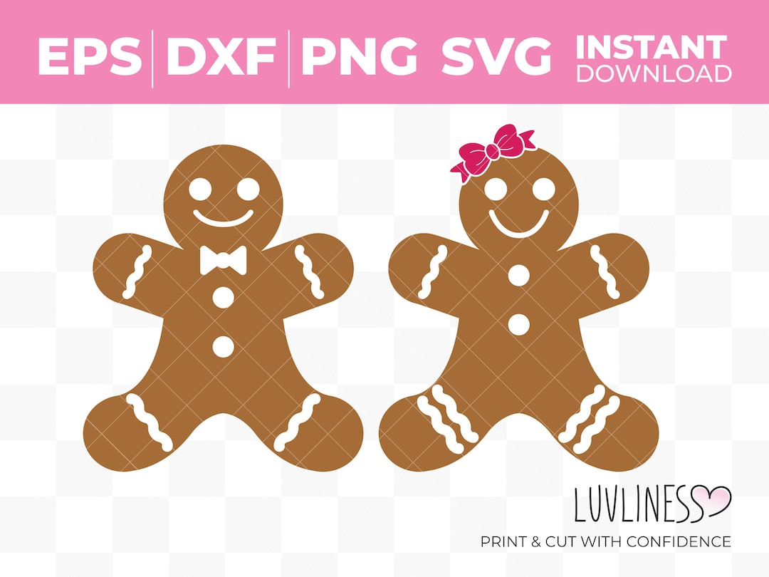 Gingerbread Couple SVG, Layered Gingerbread Clip Art, Ginger Bread Man ...