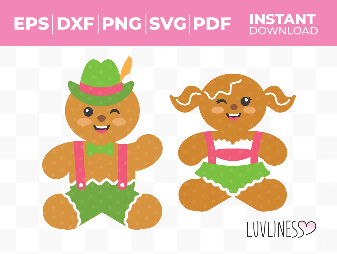 German Gingerbread Man SVG and Gingerbread Woman SVG for Cricut ...