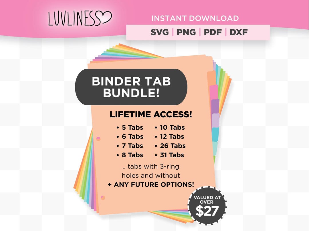 Letter Size Tab Dividers Bundle, Multiple-tab Binder Tabs SVG, DIY ...