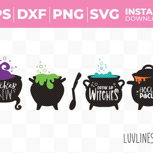 Hocus Pocus Witches Cauldron SVG Bundle, Instant Download for Cricut ...