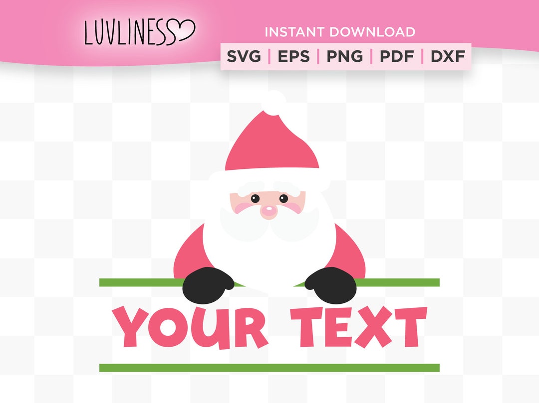 Santa Split Monogram SVG, Santa Claus Face, Name Label Frame, Santa ...