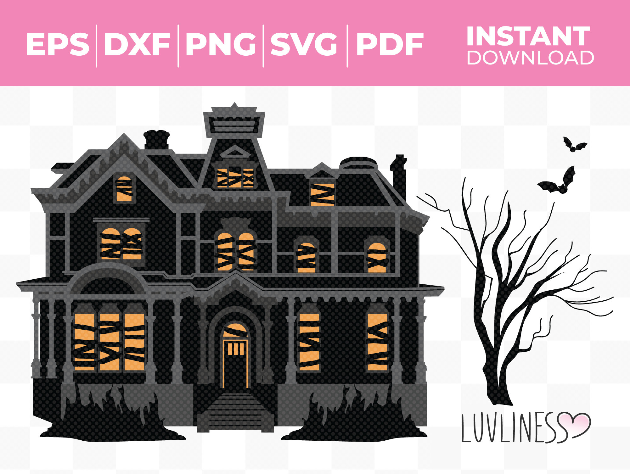 Haunted House Victorian Style Mansion Svg Instant Download Etsy
