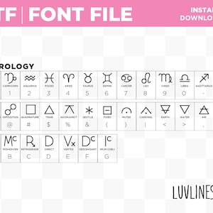 Astrology Font, Zodiac & Planets Symbols, Instant Download, OTF Font ...