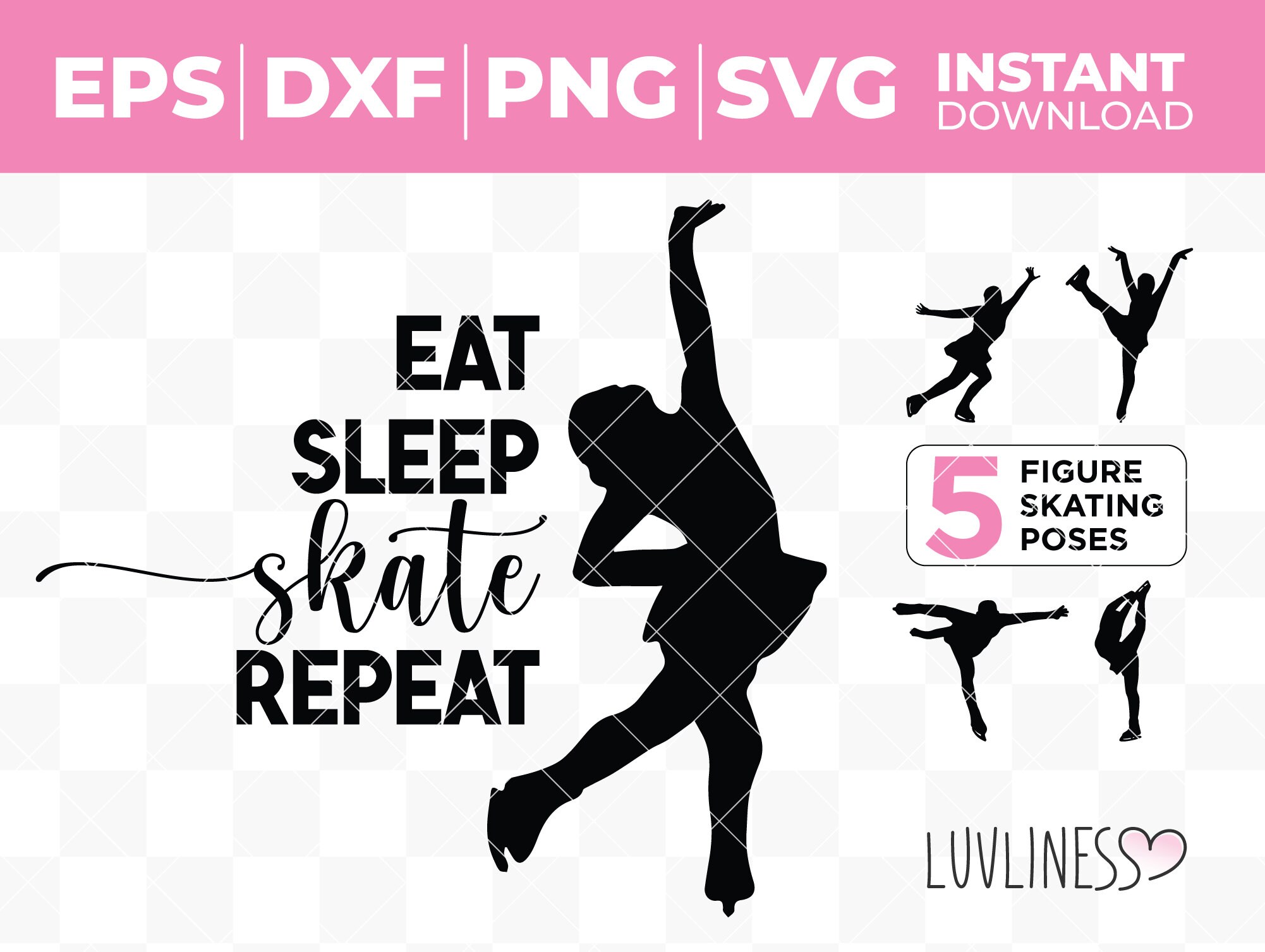 Visual Arts Ice Skating Svg Silhouette File Skates Svg Eat Sleep Skate ...
