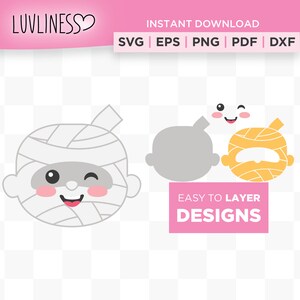 Set of 7 Mummy SVG Bundle for Cricut & Silhouette, Halloween Mummy PNG ...