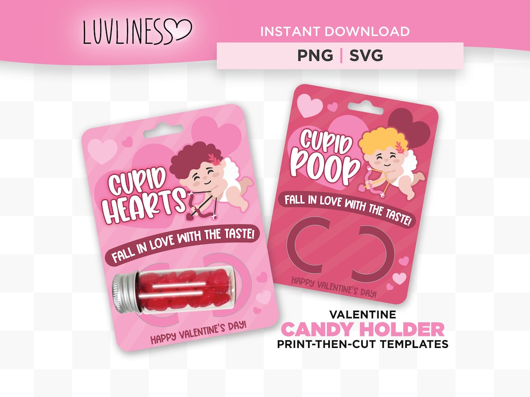 Cupid Poop, Valentine Candy Holder SVG, Cupid Hearts Valentine Print ...