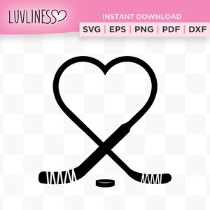 Hockey Stick Heart With Goalie Stick SVG, Hockey Valentine SVG, Instant ...