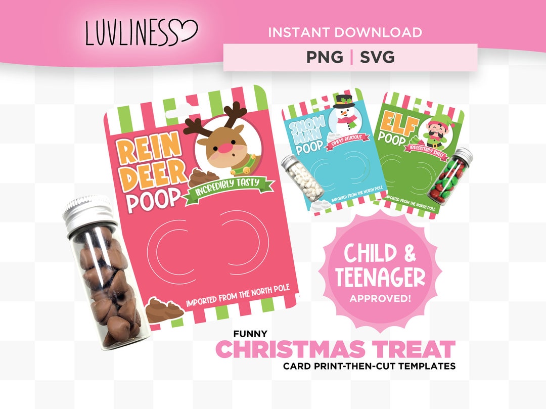Elf Poop, Reindeer Poop, Snowman Poop, Printable Template for Cricut ...