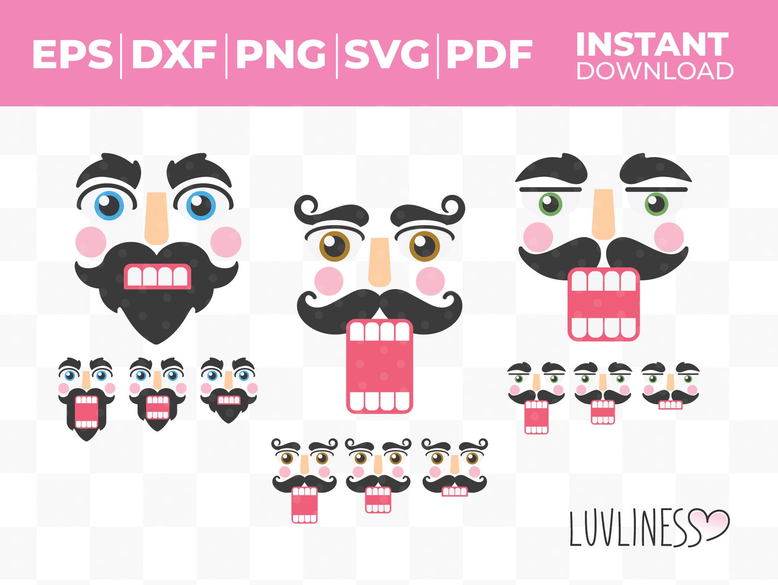 Set of 9 Nutcracker Face SVG for Cricut & Silhouette - Etsy