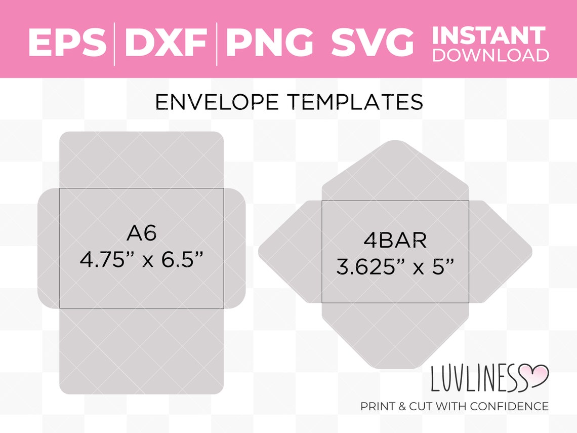 Envelope Template SVG Print Files: A6 & 4BAR (digital Download) - Etsy