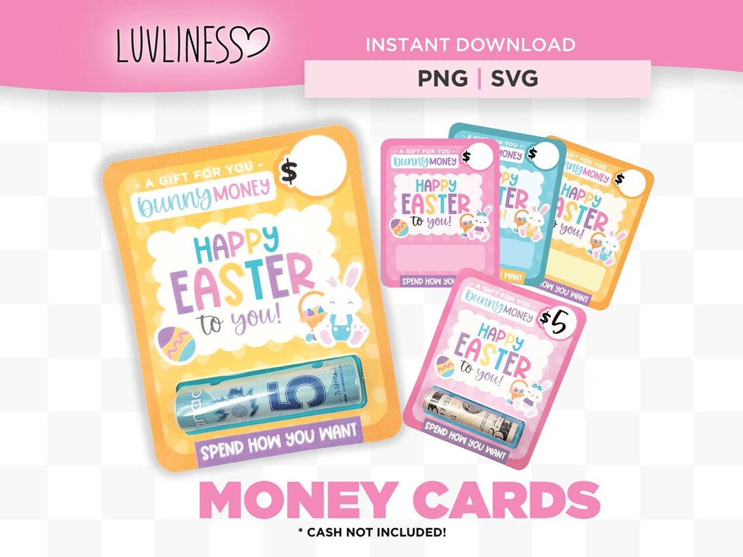 Easter Money Holder Card PNG, Printable Template Bundle, Instant ...