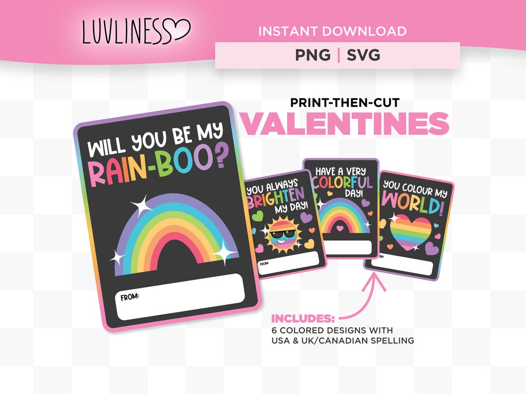 Rainbow Valentine Cards, Printable Valentine Cards, PRIDE Valentine ...