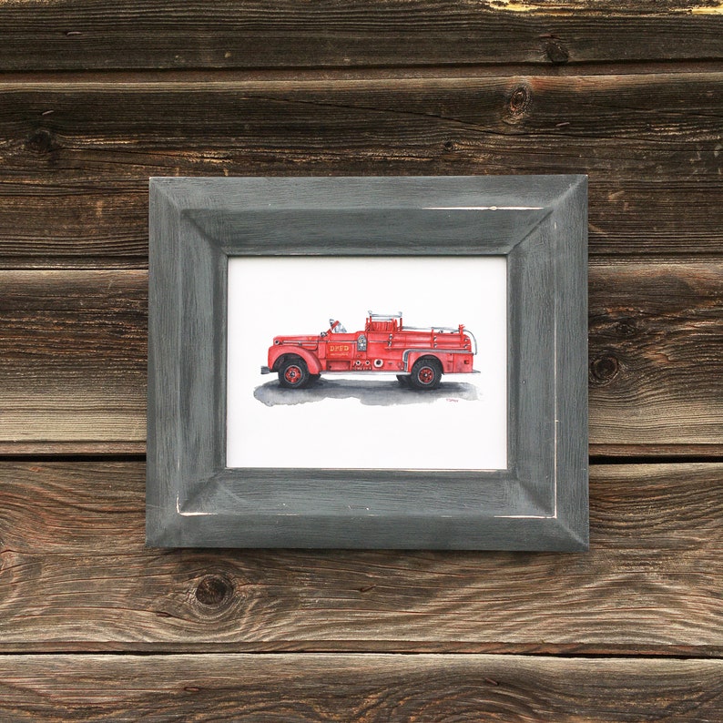 Printable Firetruck Watercolor Set, Fire Engine Poster, Fire and Rescue ...