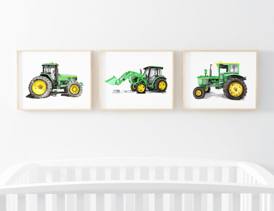 Printable Green Tractor Wall Art, Boys Nursery Prints, Digital Download ...