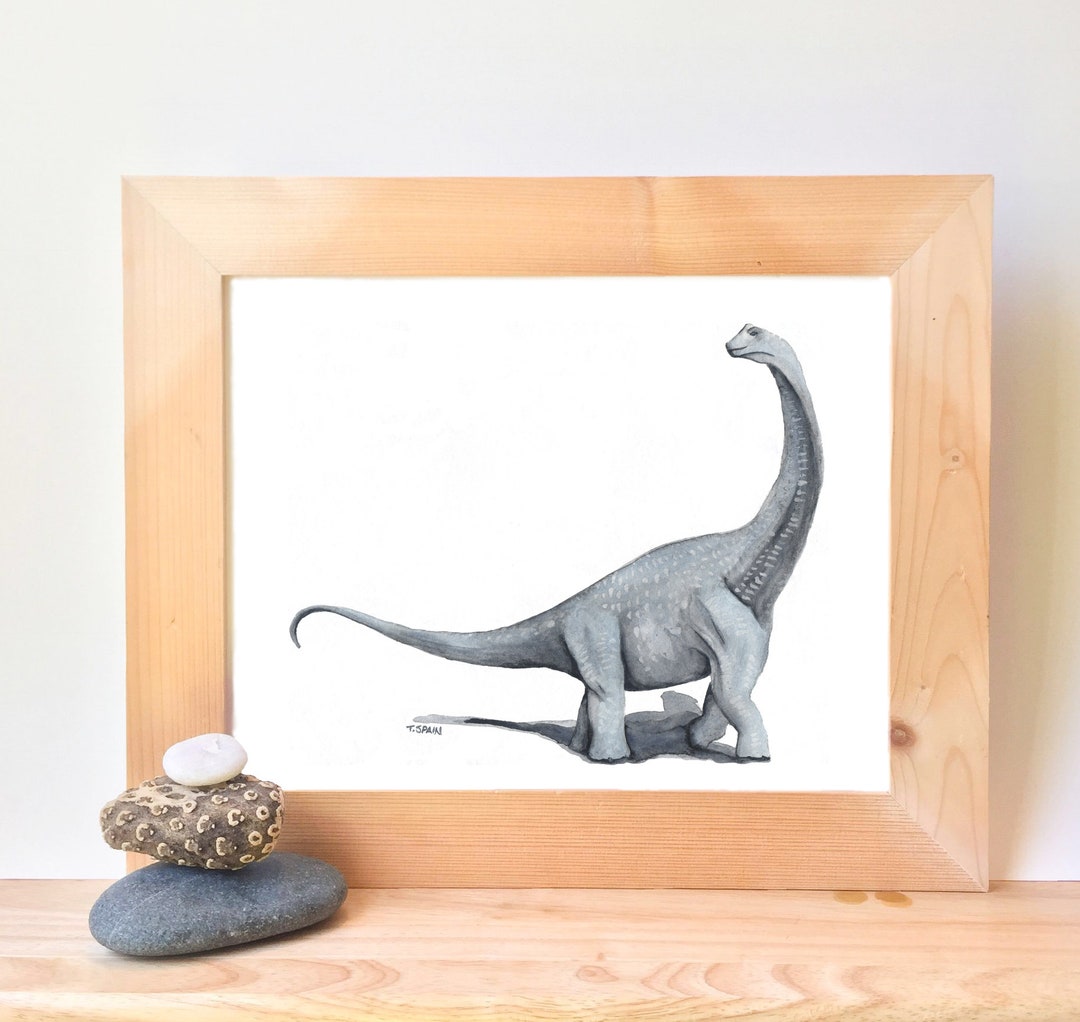 Printable Brontosaurus Dinosaur Watercolor Wall Art, Boys Dino Theme ...