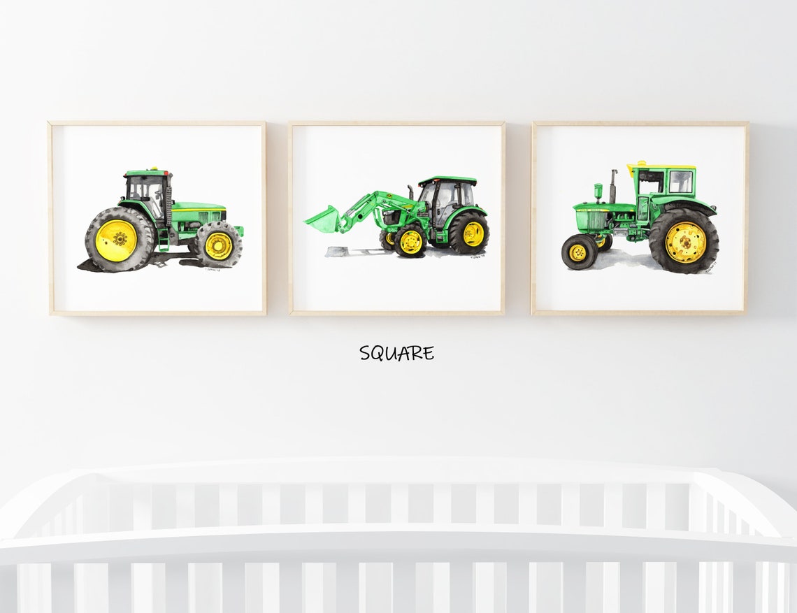 Printable Green Tractor Wall Art, Boys Nursery Prints, Digital Download ...