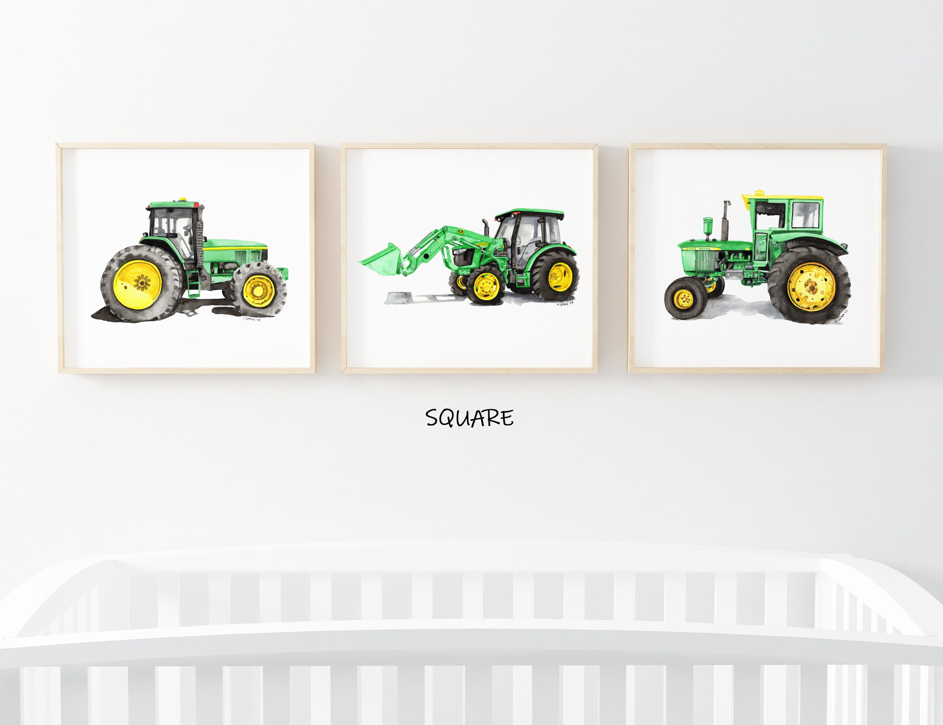 Printable Green Tractor Wall Art, Boys Nursery Prints, Digital Download ...