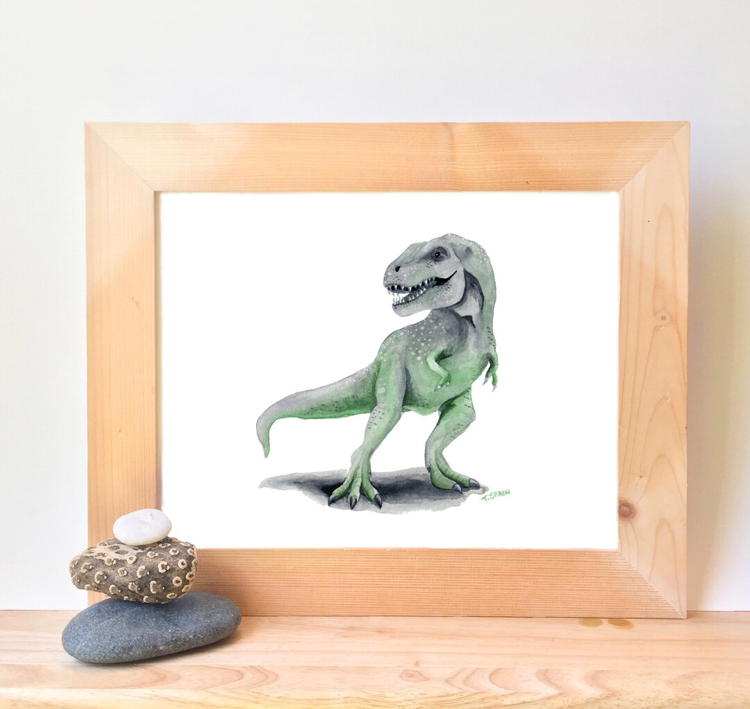 Printable Tyrannosaurs Rex Dinosaur Watercolor Wall Art, Boys Dino ...