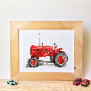 Printable Red Tractor Art Print, Little Boys Tractor Bedroom Décor ...
