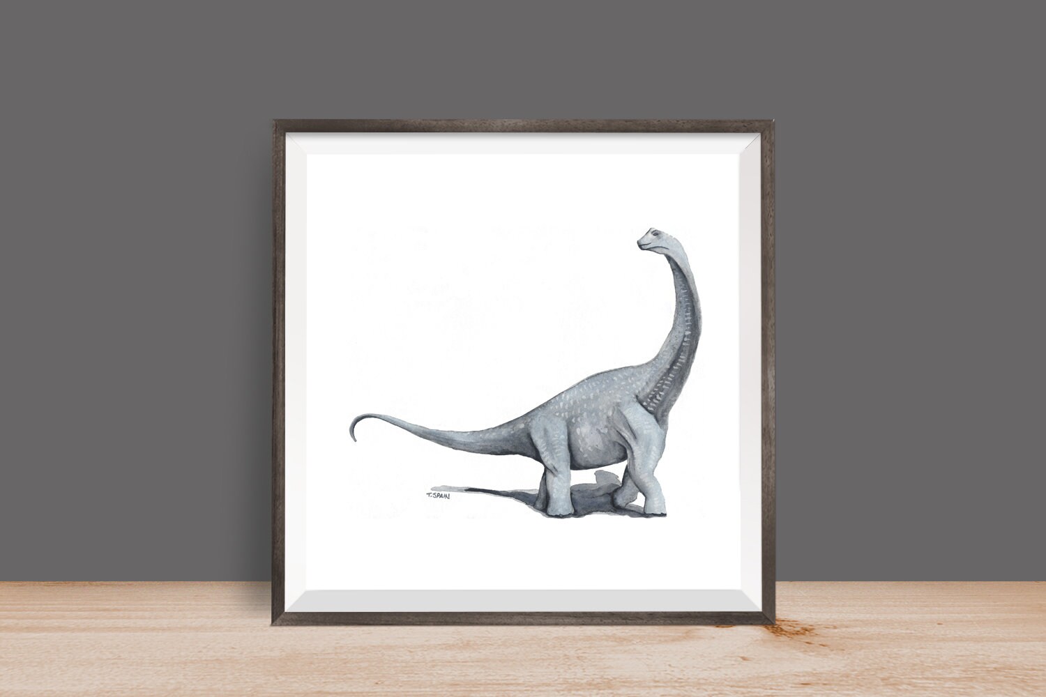 Printable Brontosaurus Dinosaur Watercolor Wall Art, Boys Dino Theme ...