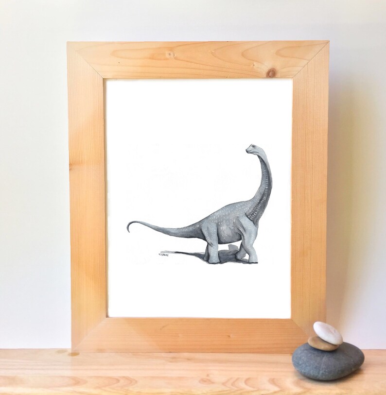 Printable Brontosaurus Dinosaur Watercolor Wall Art, Boys Dino Theme ...