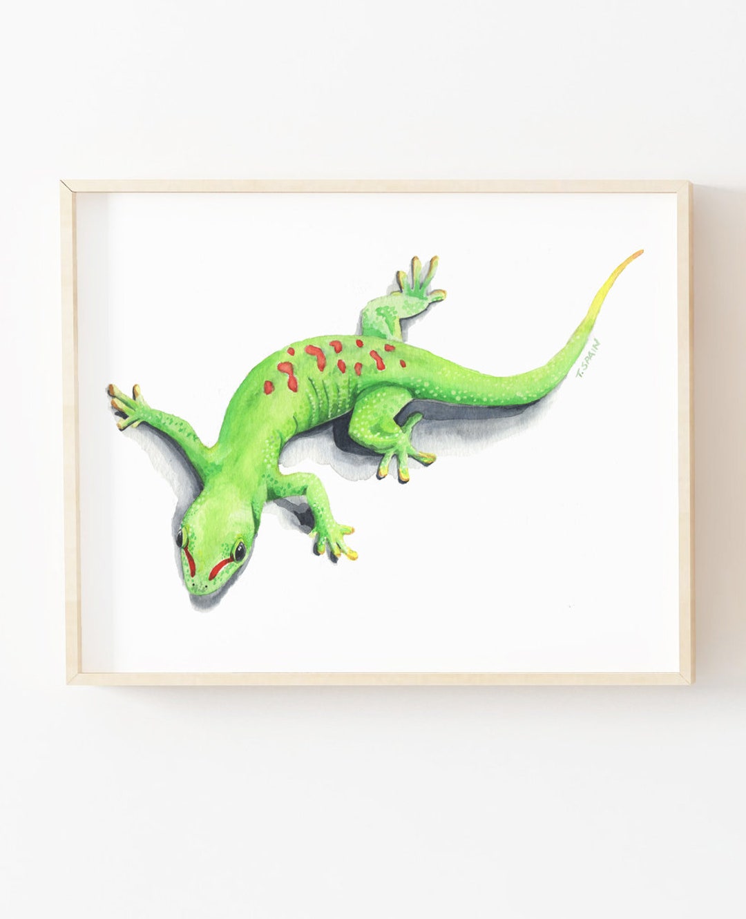 Printable Green Gecko Watercolor Print, Boys Room Animal Wall Art ...