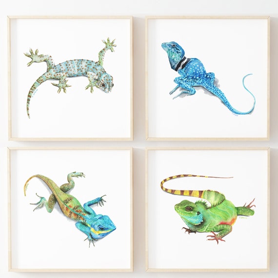 Printable Lizard Watercolor Art Boys Bedroom Art Print Set - Etsy