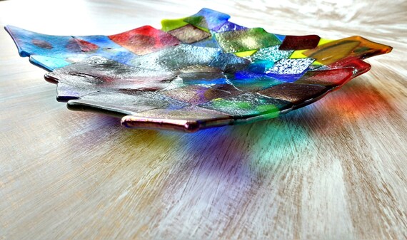 Made to Order Fused Glass Square Square Kaleidoscope Dish by - Etsy
