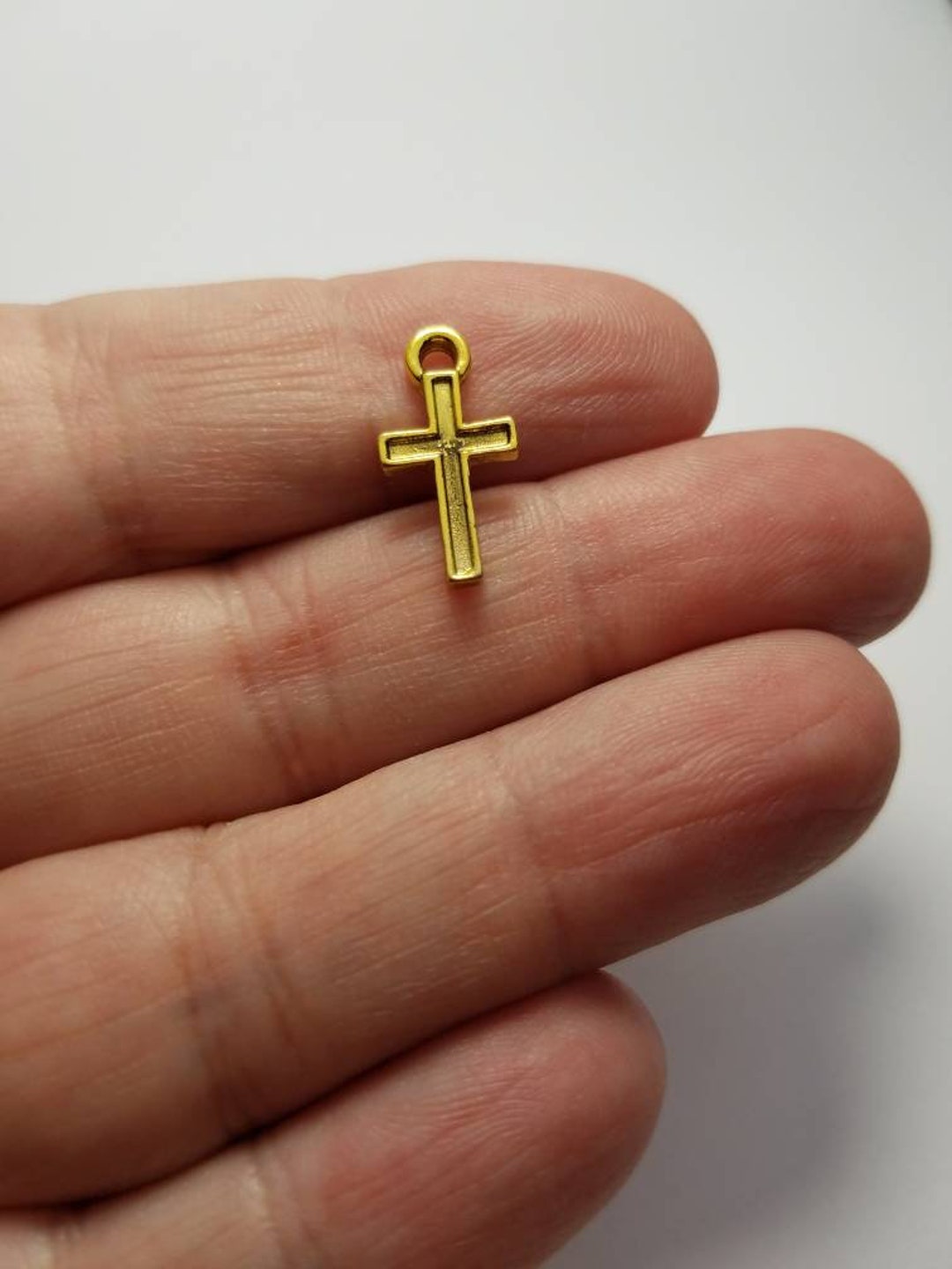 Gold Cross Charms, 6 Shiny Gold Cross Charms, Cross Charms, Cross Gold ...