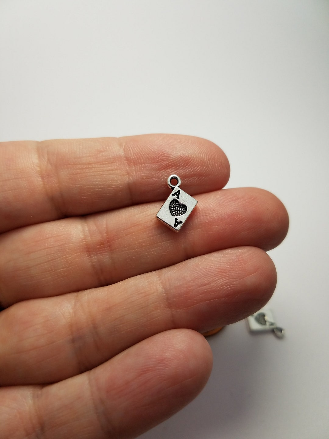 Silver Ace Card Charms, 6 Small Silver Ace Card Charms, Ace of Hearts ...
