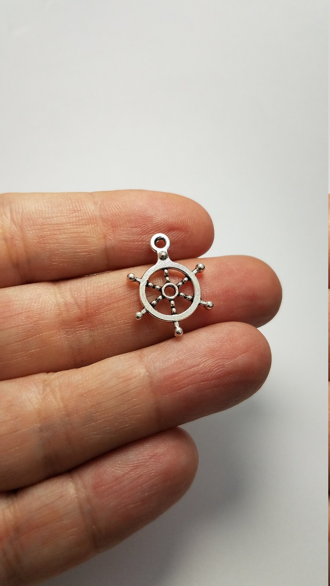 Silver Ship Wheel Charms, 5 Silver Ship Wheel Charms, Ship Helm Charms ...