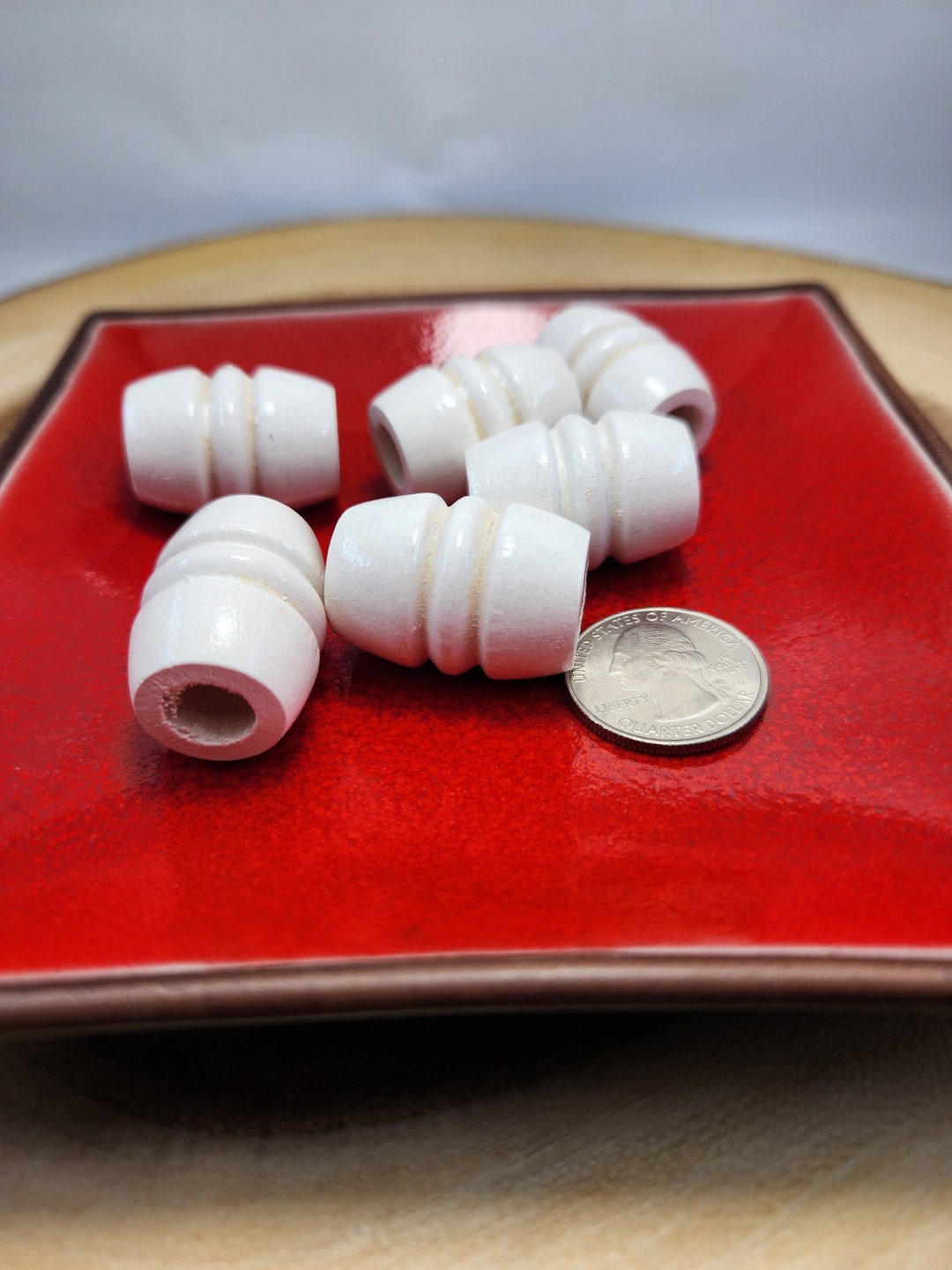 20MM X 28MM Barrel White Wood Beads, 6 White Barrel Wood Beads - Etsy