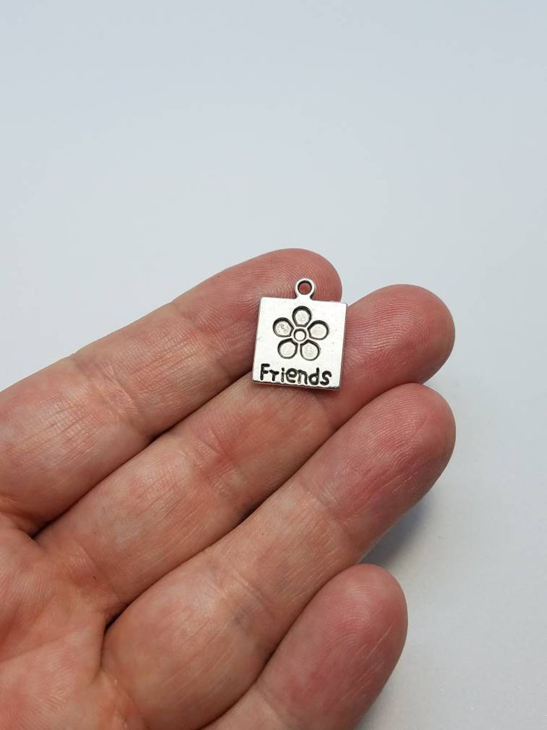 Silver Friends Charms, 6 Friends Charms, Friends Word Charms, Square ...