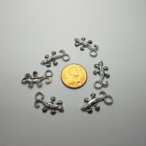 Silver Lizard Charms, 6 Lizard Charms, Lizard Charms, Silver Gecko ...