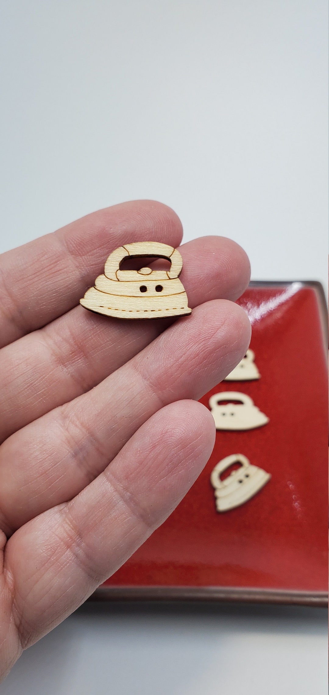 8 Wood Iron Buttons, Wooden Pressing Iron Buttons, Wood Sewing ...